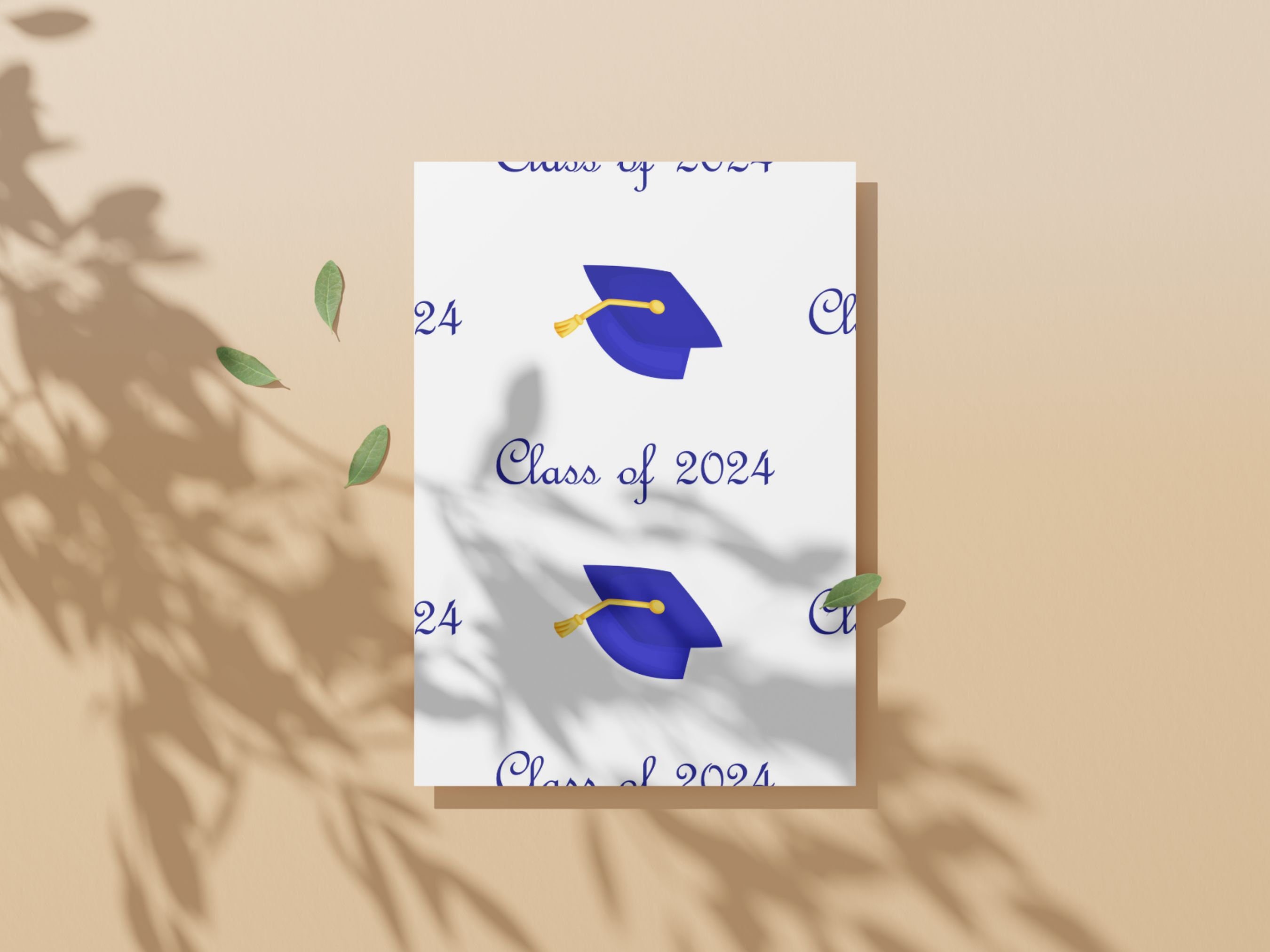 Class of 2024 Graduation Seamless Digital Papers, Navy Blue and Gold ...