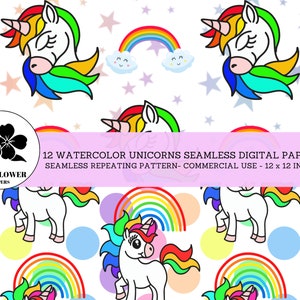 Rainbow Unicorns Seamless Digital Papers, Unicorns and Rainbows ...