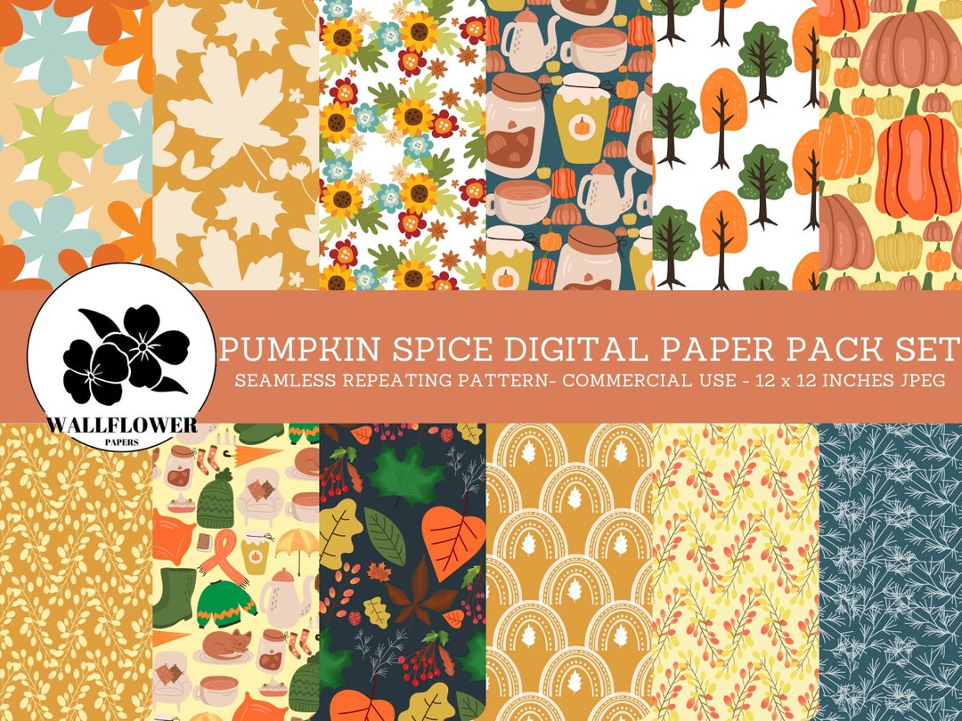 Pumpkin Spice Seamless Digital Papers, Pumpkin Jam and Juices, and ...