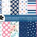 Pink and Blue Floral Seamless Digital Papers, Blue and Pink Flowers ...