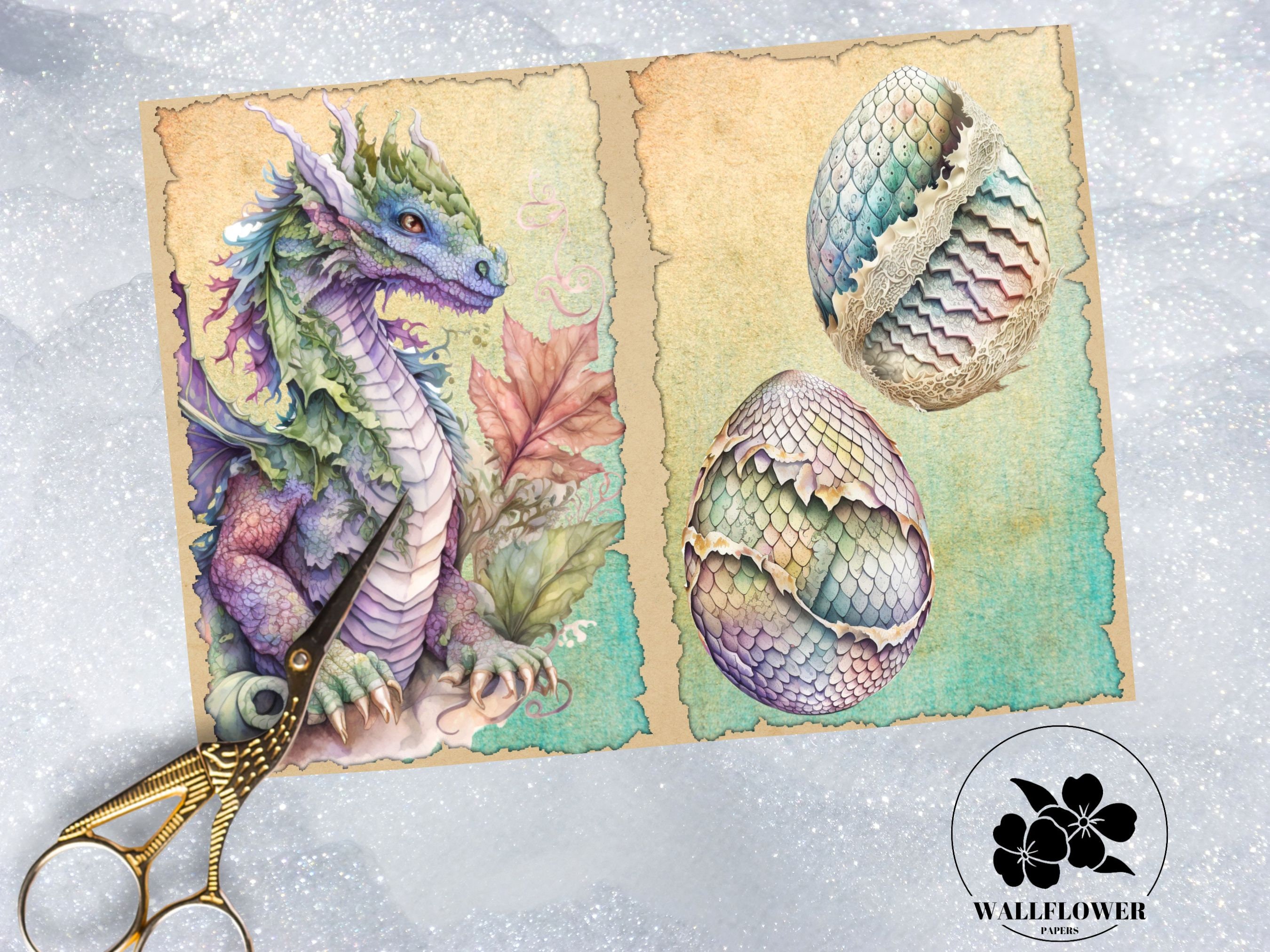 Mythical Dragons Junk Journal Pages, Vintage Fantasy Dragon Junk ...