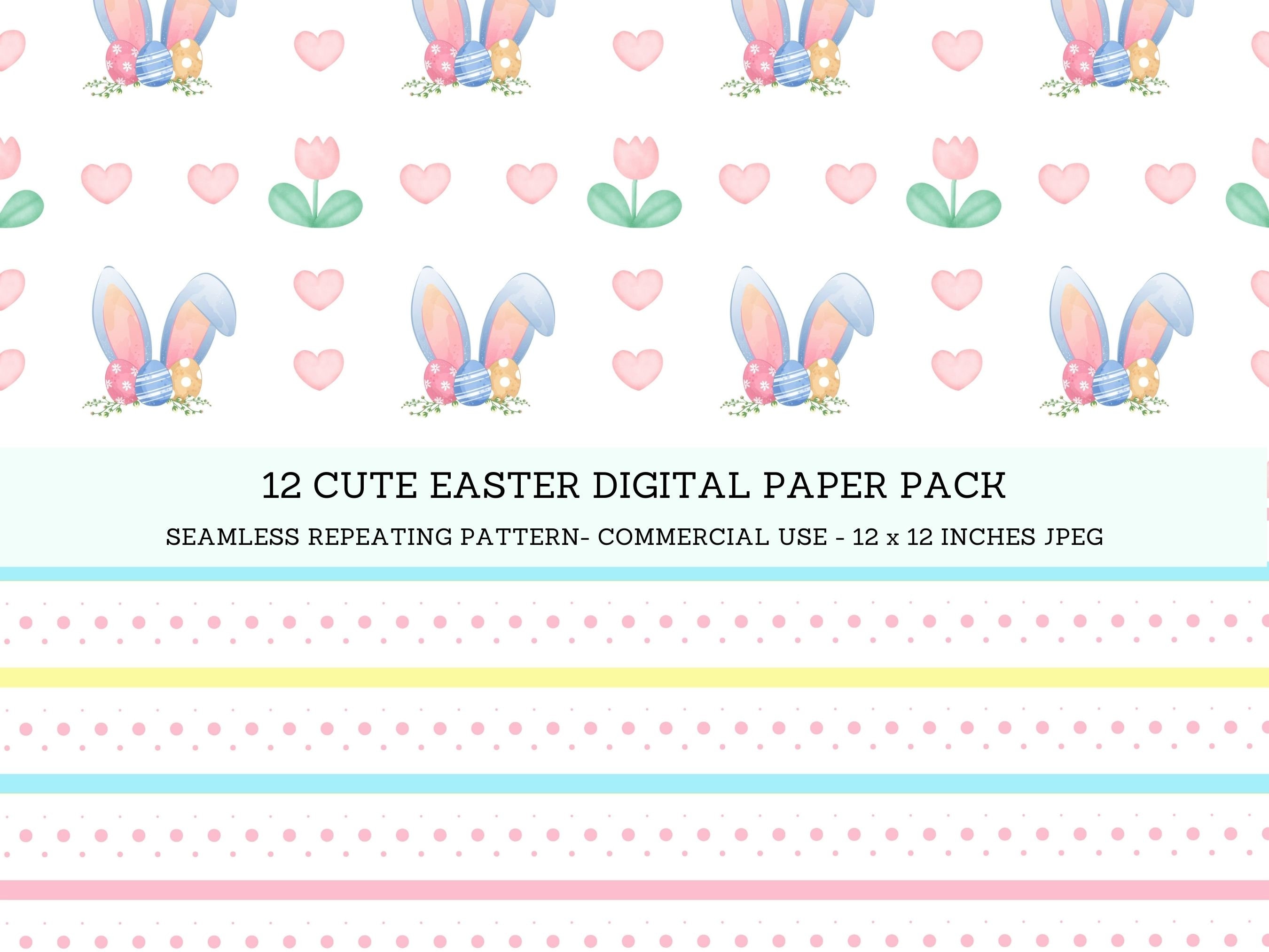 Easter Bunny Seamless Digital Papers, Eggs & Flowers Scrapbook Paper ...