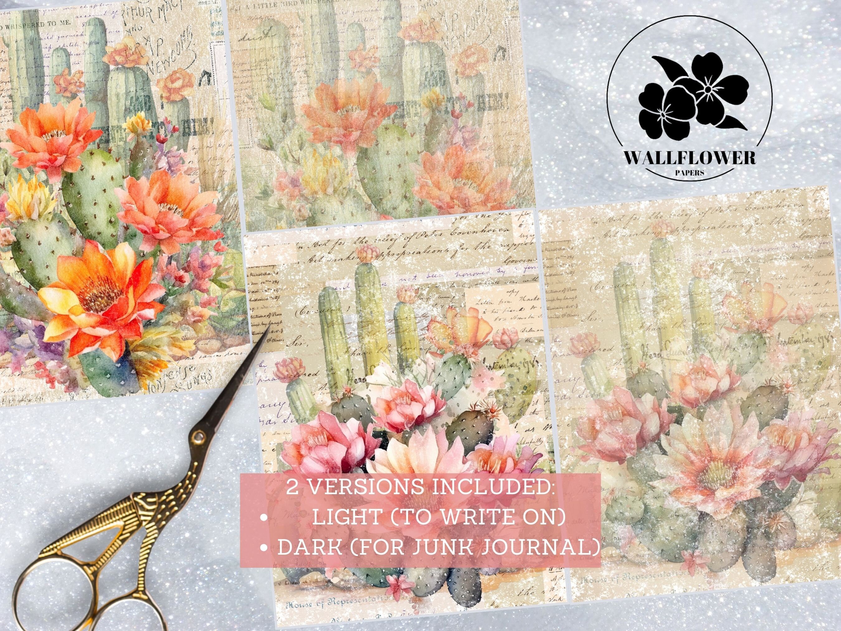 Desert Oasis Junk Journal Pages, Cactus & Desert Flowers Junk Journal ...