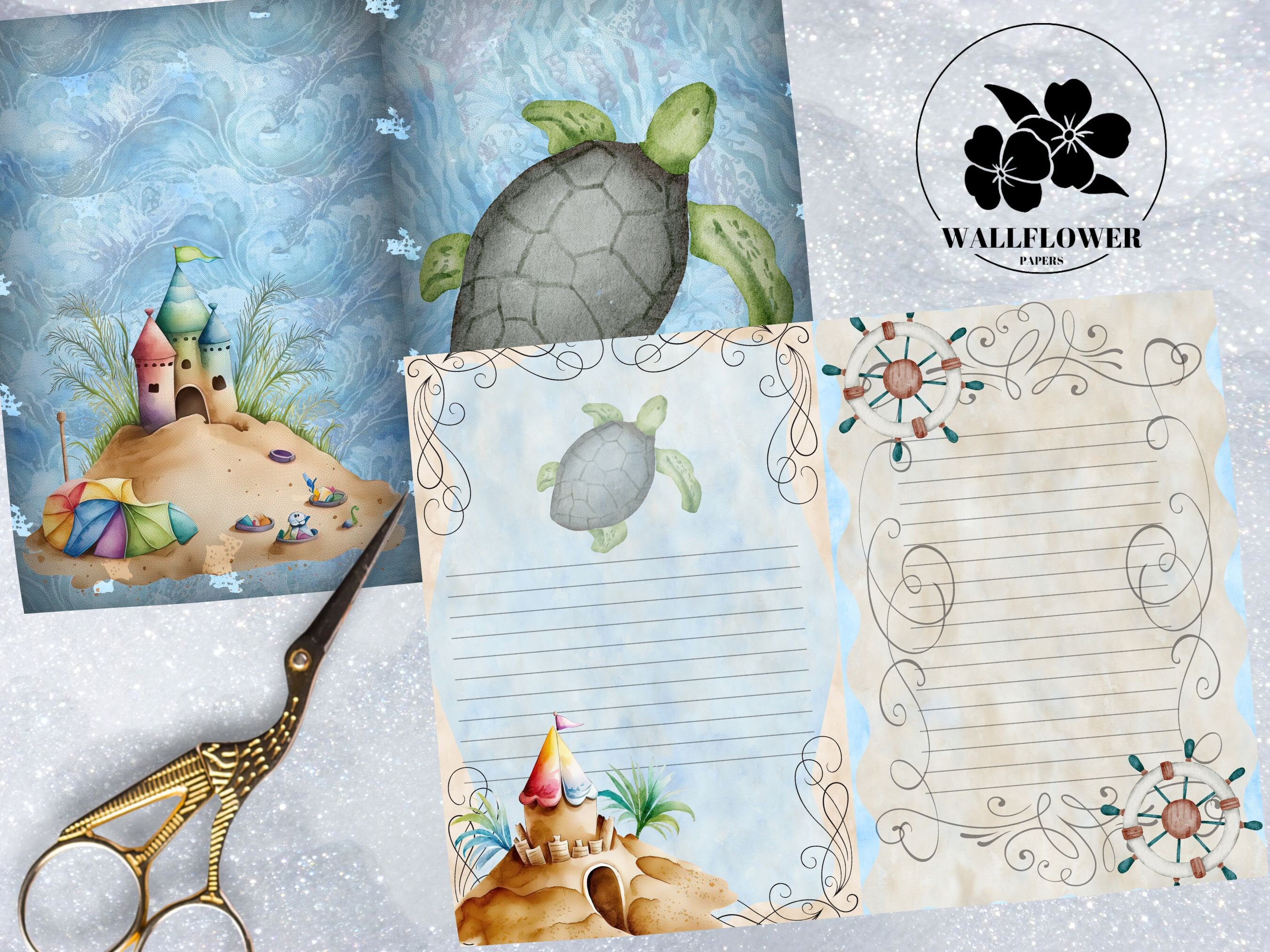Ocean & Sea Life Junk Journal Pages, Vintage Nautical Junk Journal Kit ...