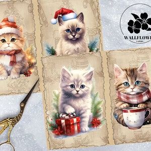Christmas Kittens Junk Journal Pages, Hot Chocolate & Gifts Junk ...