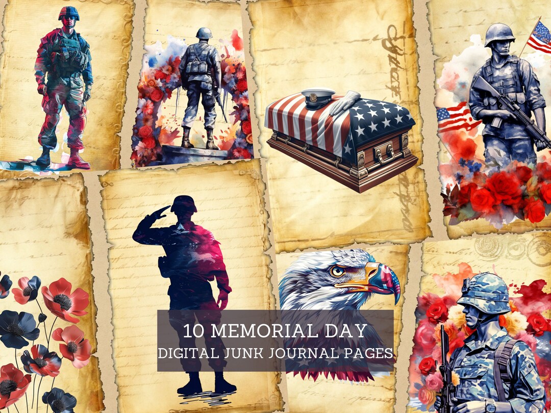 Memorial Day Junk Journal Pages, Veteran's Day Celebration Junk Journal ...