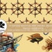 Vintage Nautical Ship and Sea Creatures Seamless Digital Papers, Ships ...
