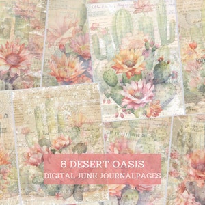 Desert Oasis Junk Journal Pages, Cactus & Desert Flowers Junk Journal ...