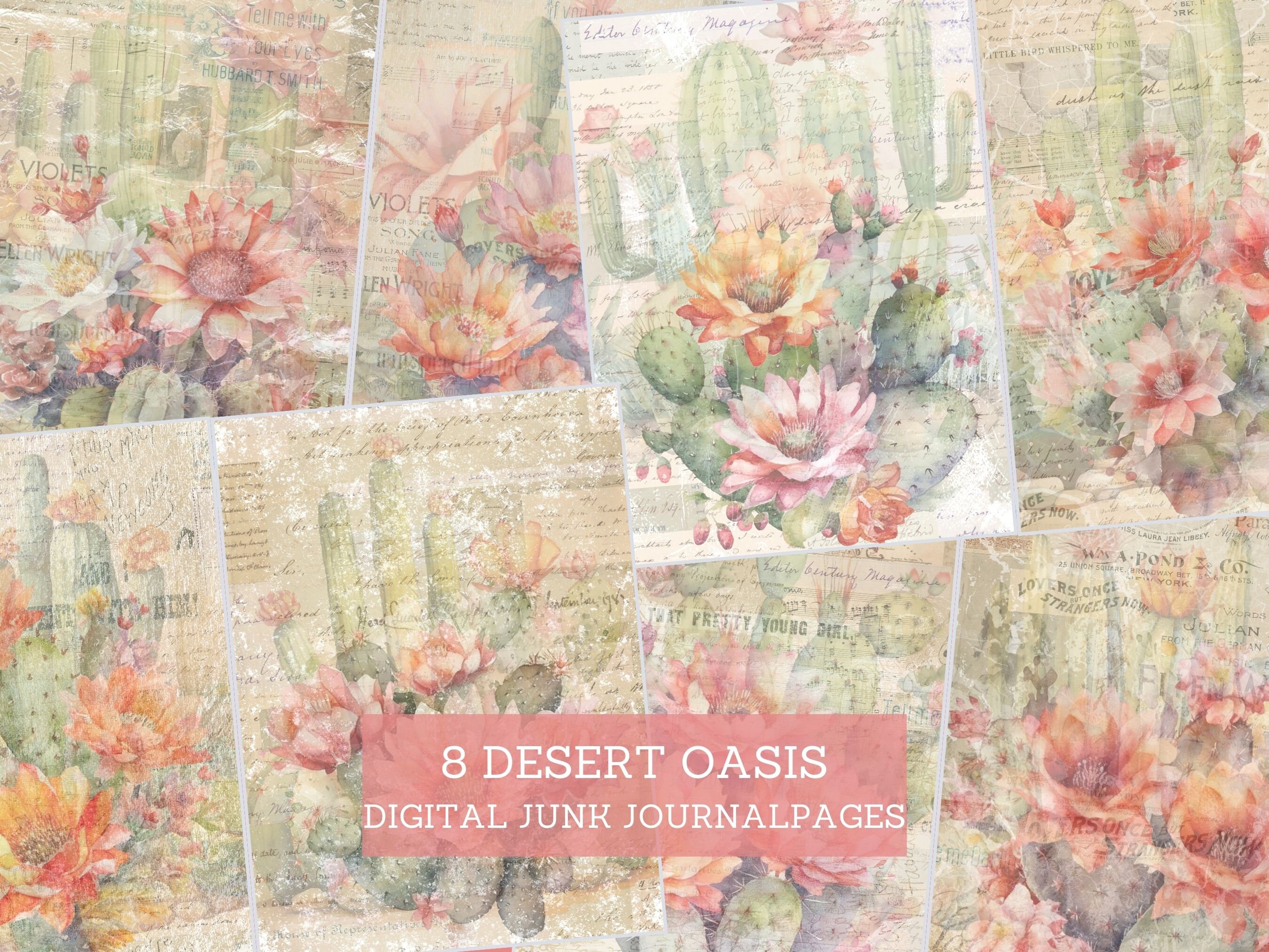 Desert Oasis Junk Journal Pages, Cactus & Desert Flowers Junk Journal ...