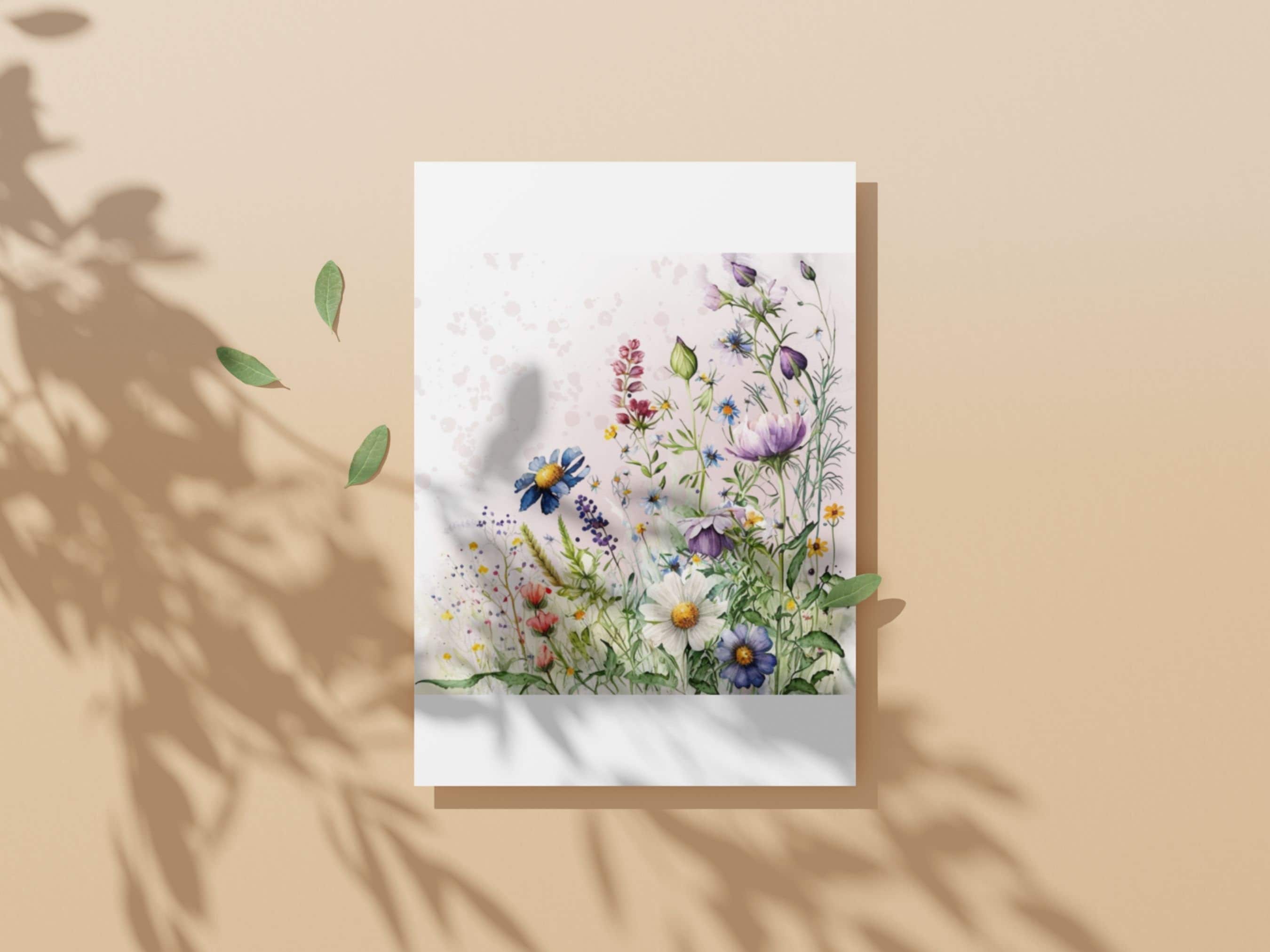 Wildflower Background Digital Papers, Watercolor Wildflower, Watercolor ...