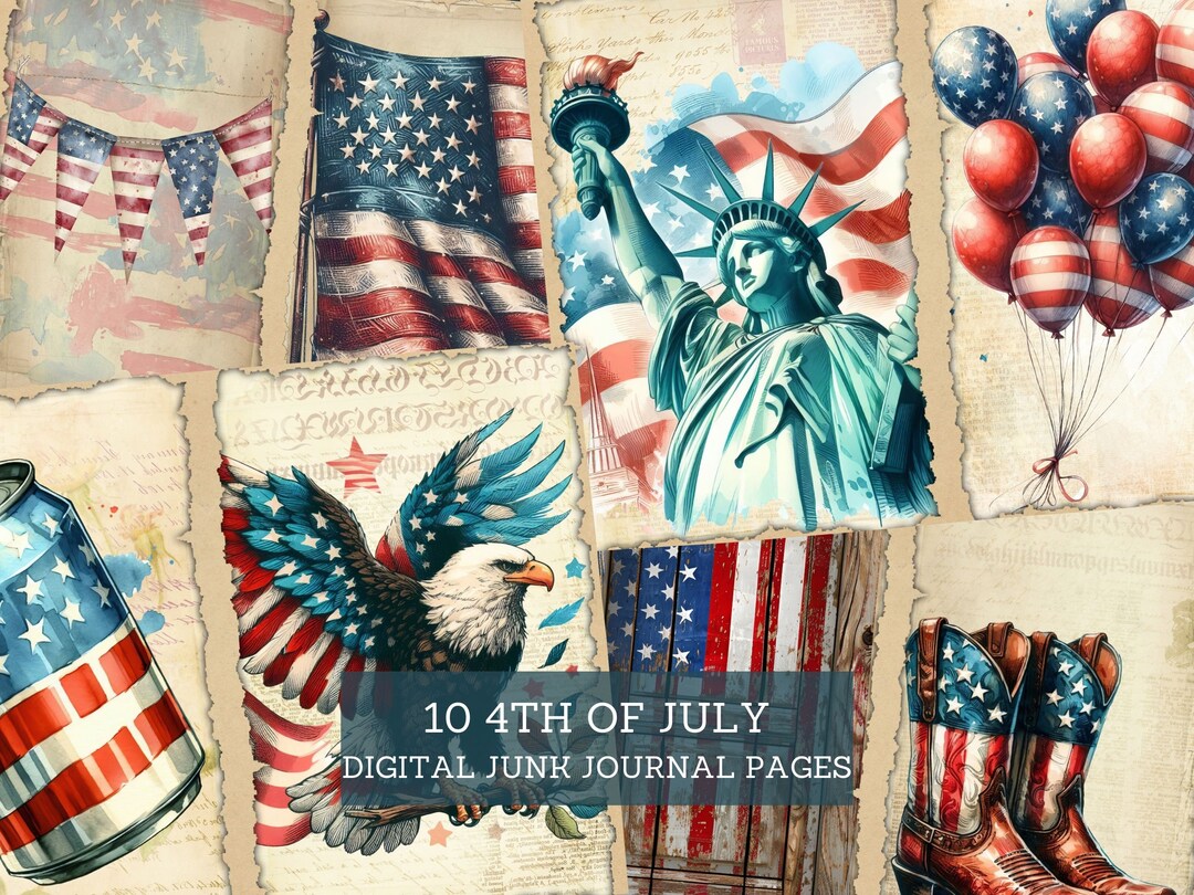 4th of July Junk Journal Pages, Independence Day Celebration Junk ...