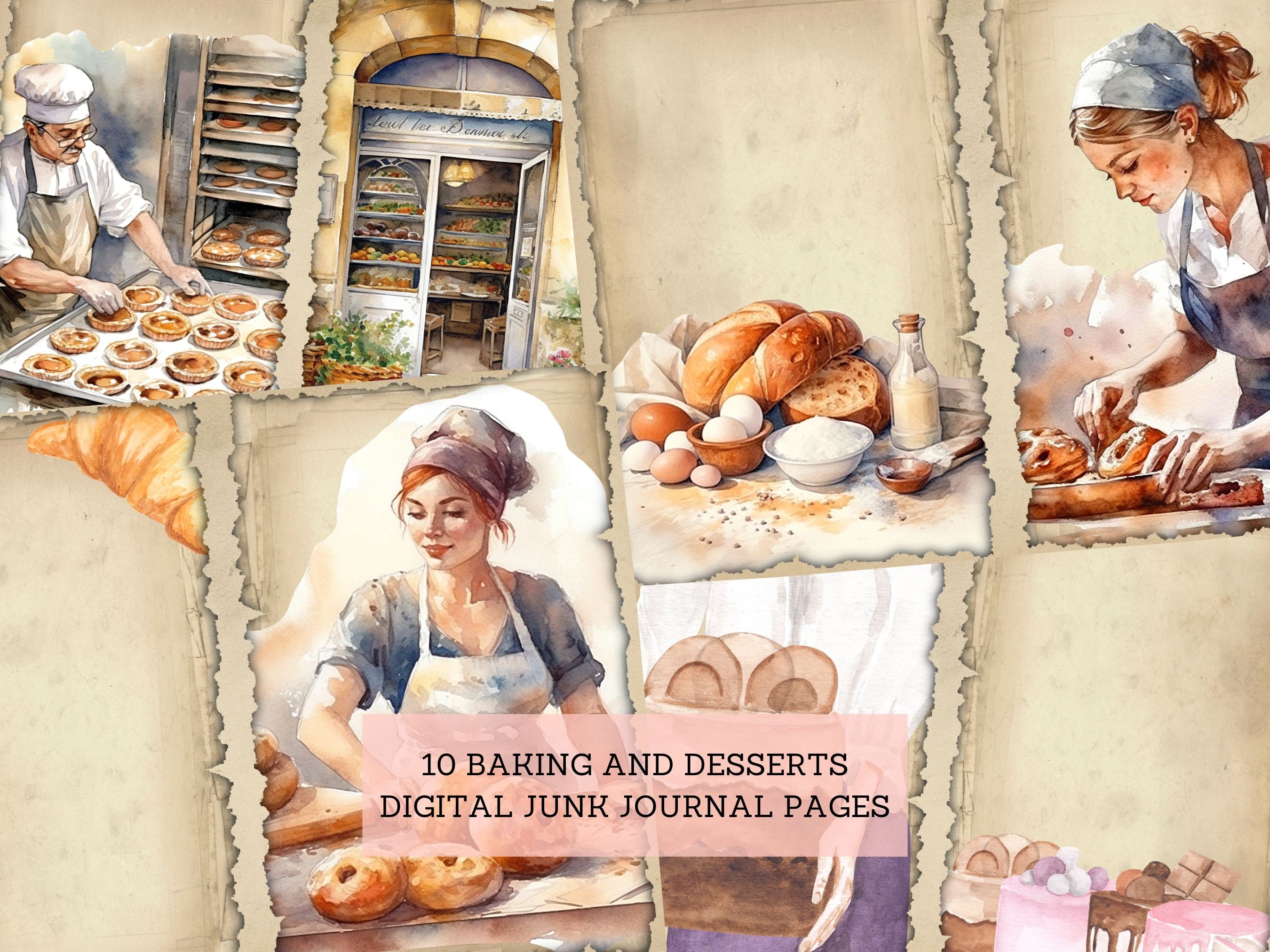 Baking & Desserts Junk Journal Pages, Vintage Bakery Junk Journal Kit ...