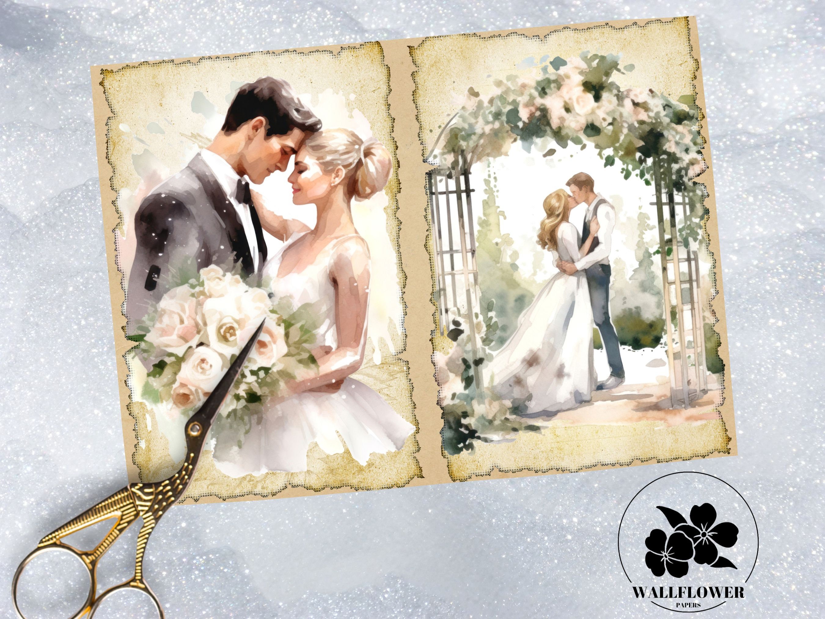White Forest Wedding Junk Journal Pages, White Wedding Junk Journal Kit ...
