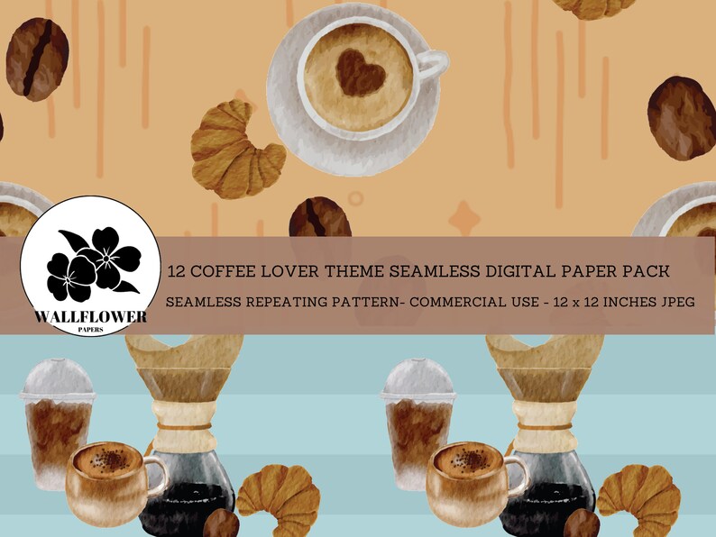 Coffee Lover Seamless Digital Papers, Iced Coffees, Expresso and ...