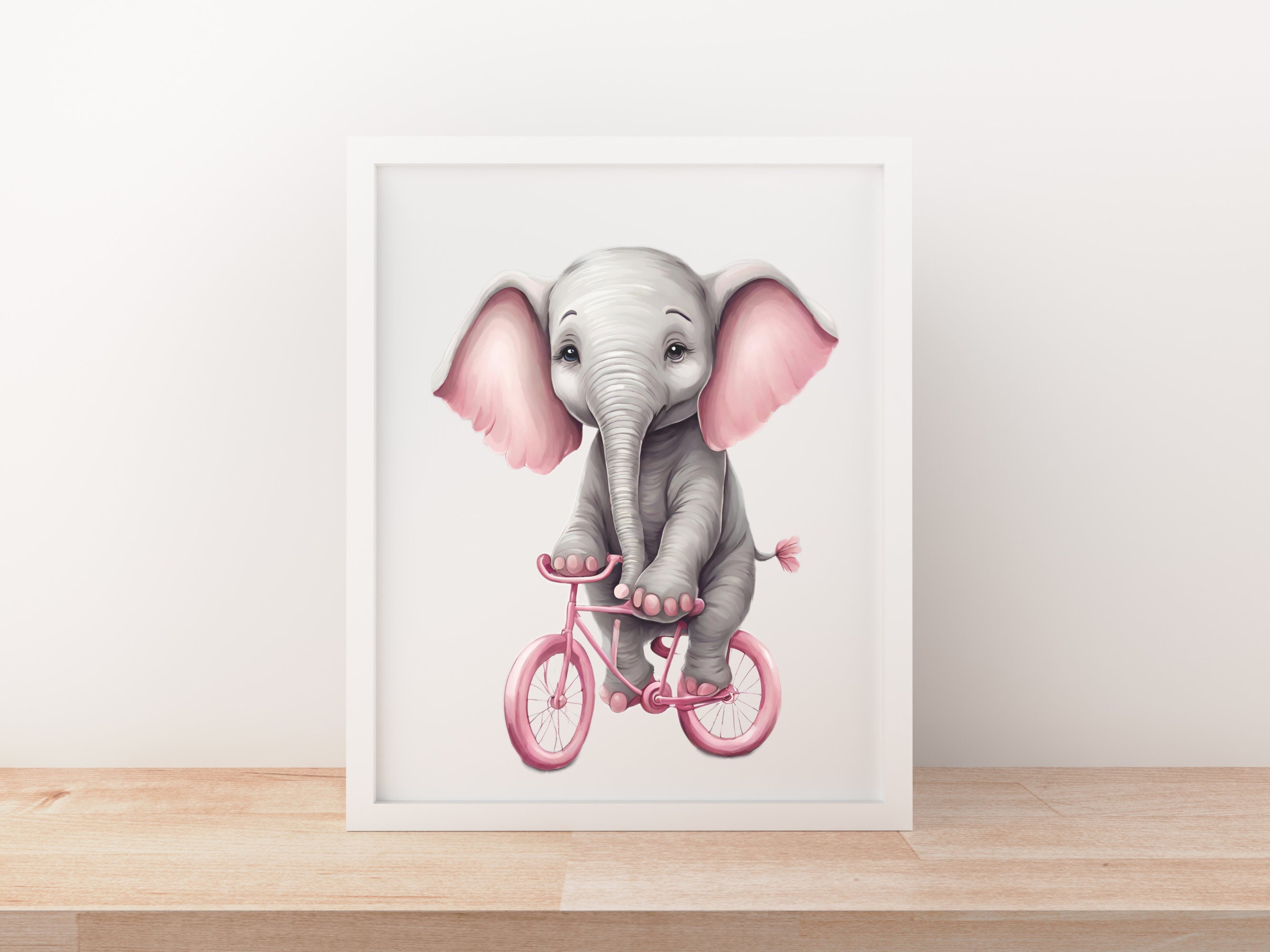 Baby Elephant Ballet Prints Set, Blush Pink Nursery Decor (digital ...