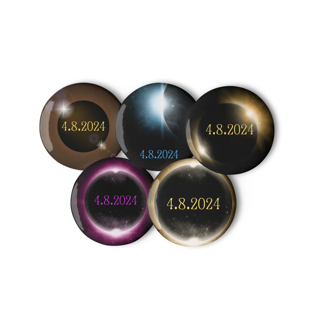 Multicolor Solar Eclipse Button Pins, Eclipse Party Favor Pins, Space ...