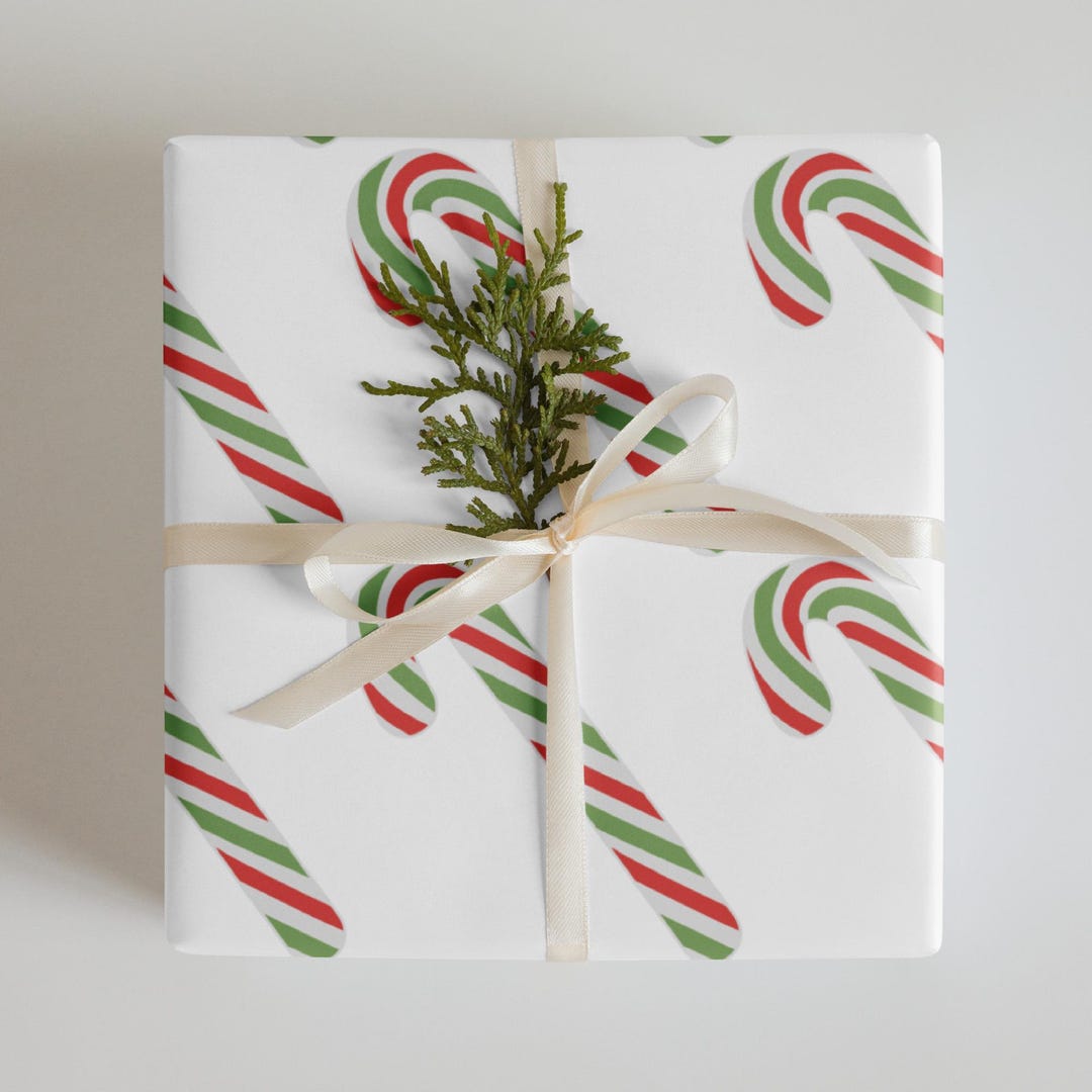 Candy Cane Wrapping Paper Sheets, Holiday Gift Wrap, Festive Christmas ...
