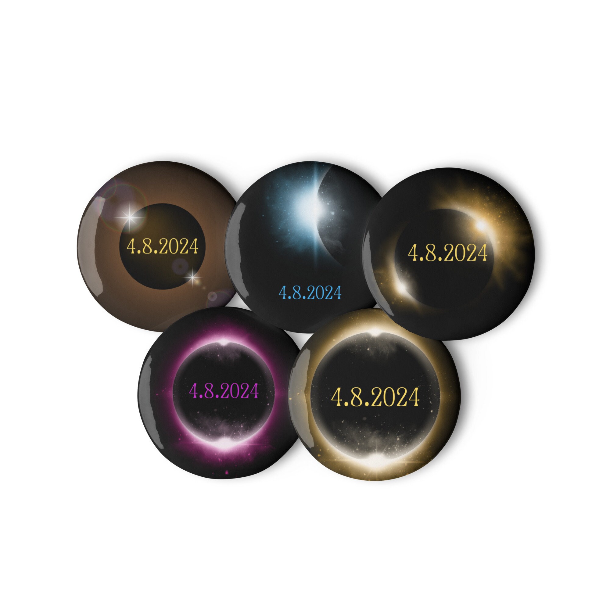 Multicolor Solar Eclipse Button Pins, Eclipse Party Favor Pins, Space ...