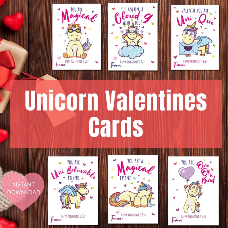 Unicorn Valentine Cards Printable | Magical Unicorn Valentines for Kids ...