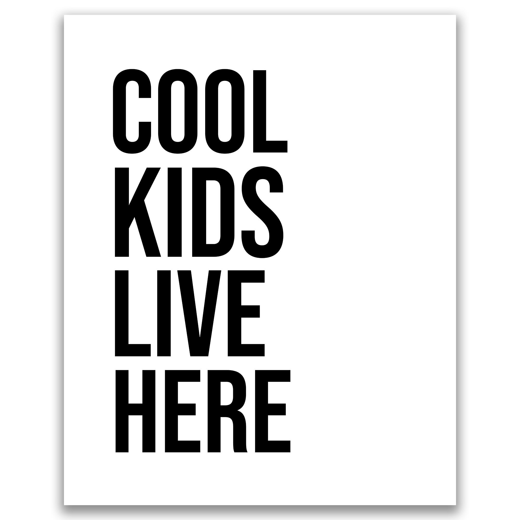 Typography Poster Printable Black and White Print Cool Kids - Etsy