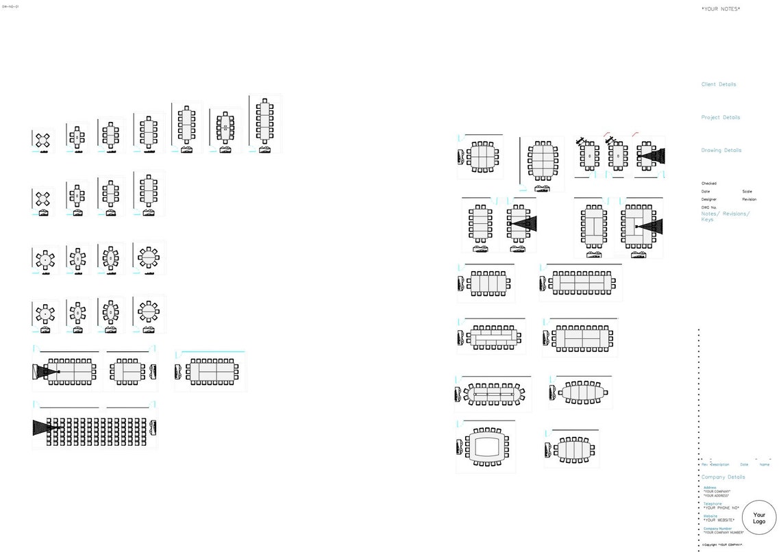 Autocad Furniture Blocks 2D: Interior Design Set Worplace (metric ...
