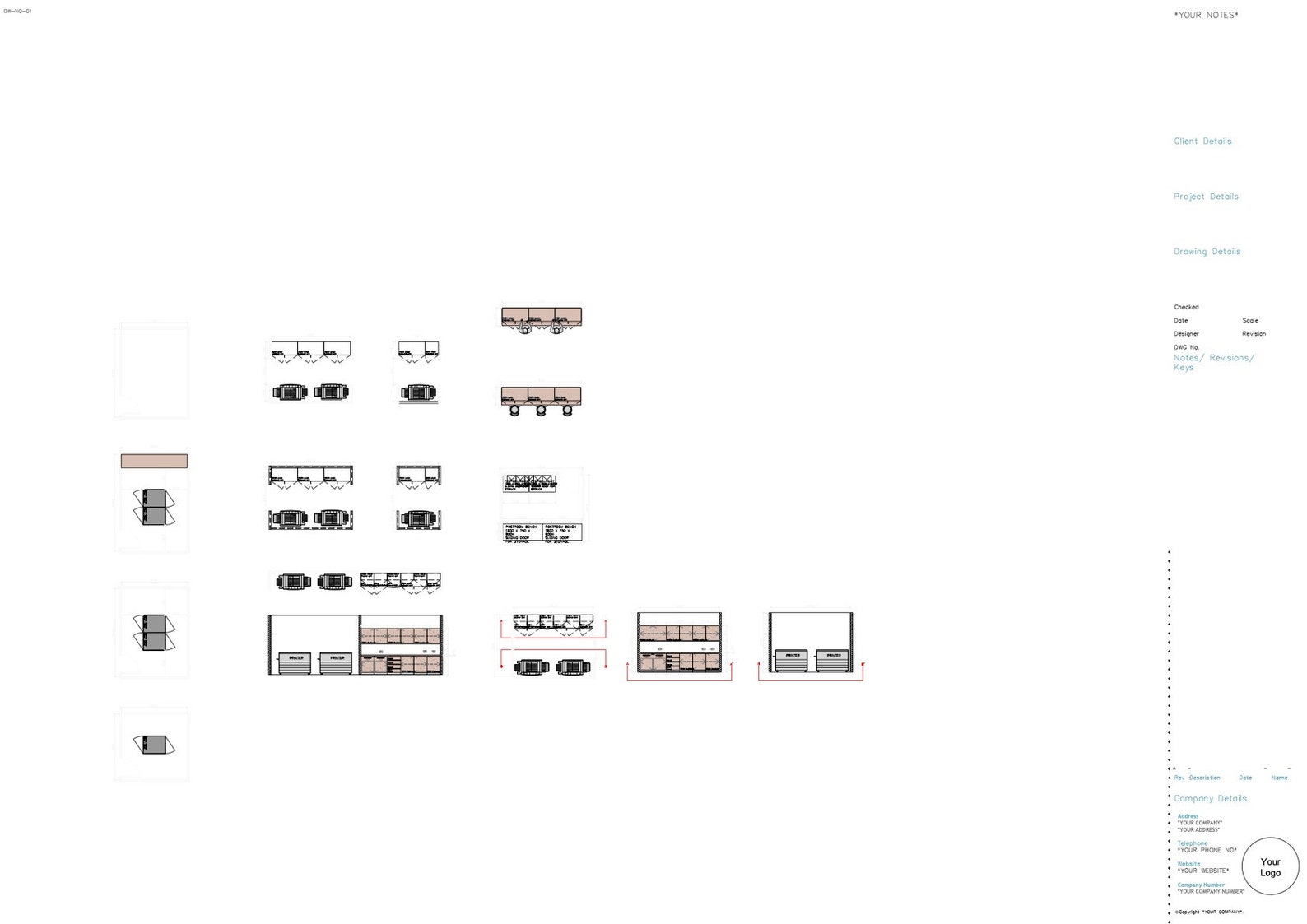 Autocad Furniture Blocks 2D: Interior Design Set Worplace (metric ...