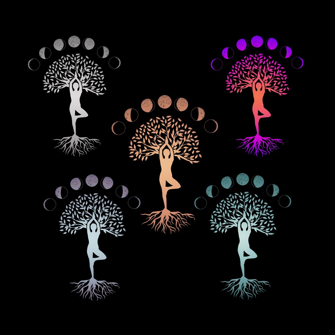 Tree of Life PNG Set of 5 witch Graphics moon Phases PNG Pagan PNG Tree ...