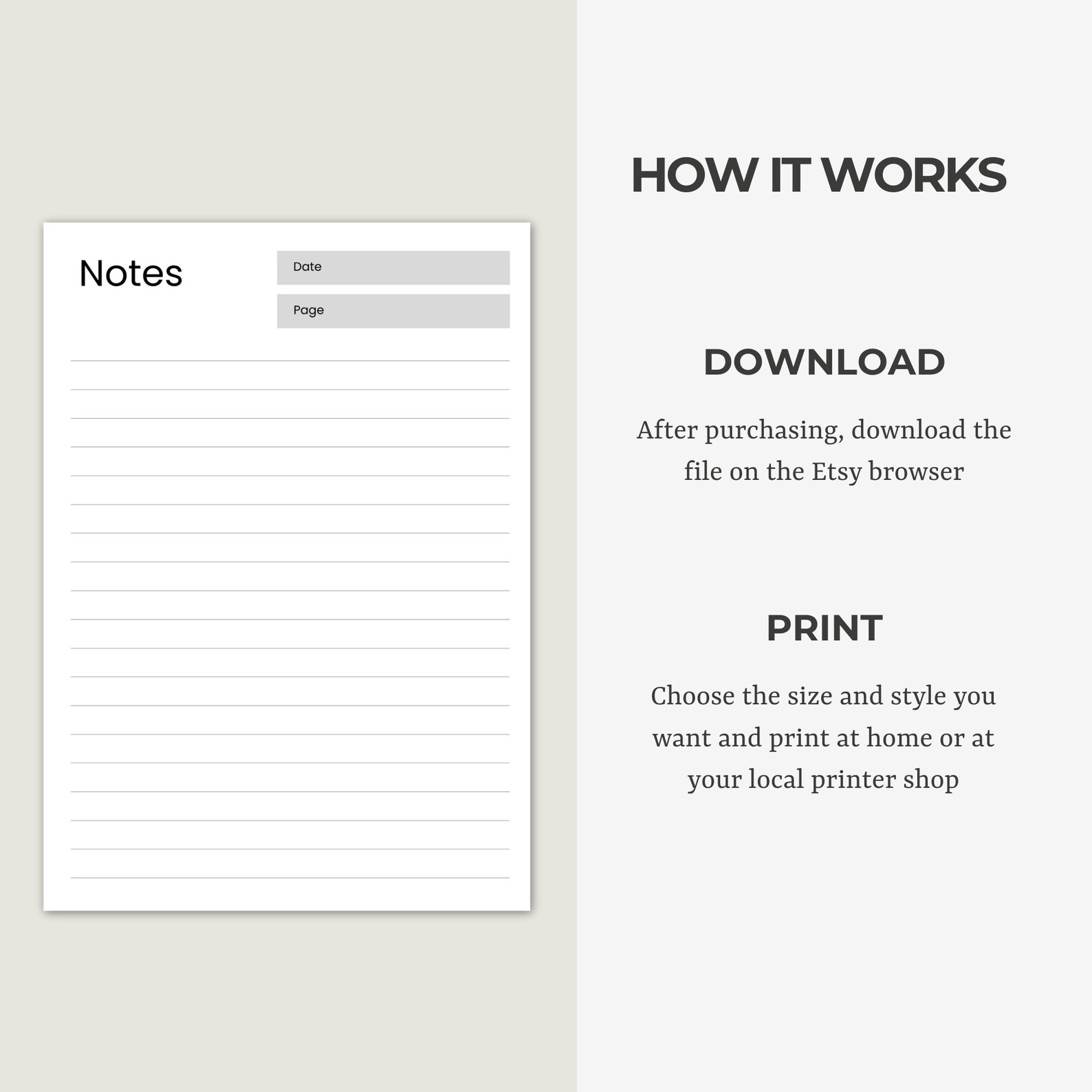 Printable Note Page, Lined Notes Template, Note Taking, Writing Paper ...