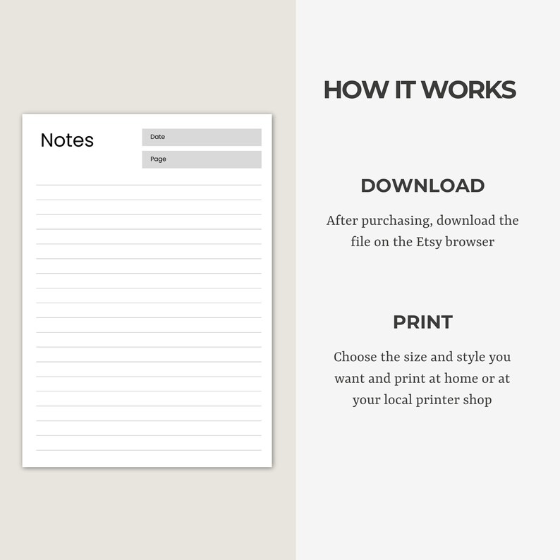 Printable Note Page, Lined Notes Template, Note Taking, Writing Paper ...
