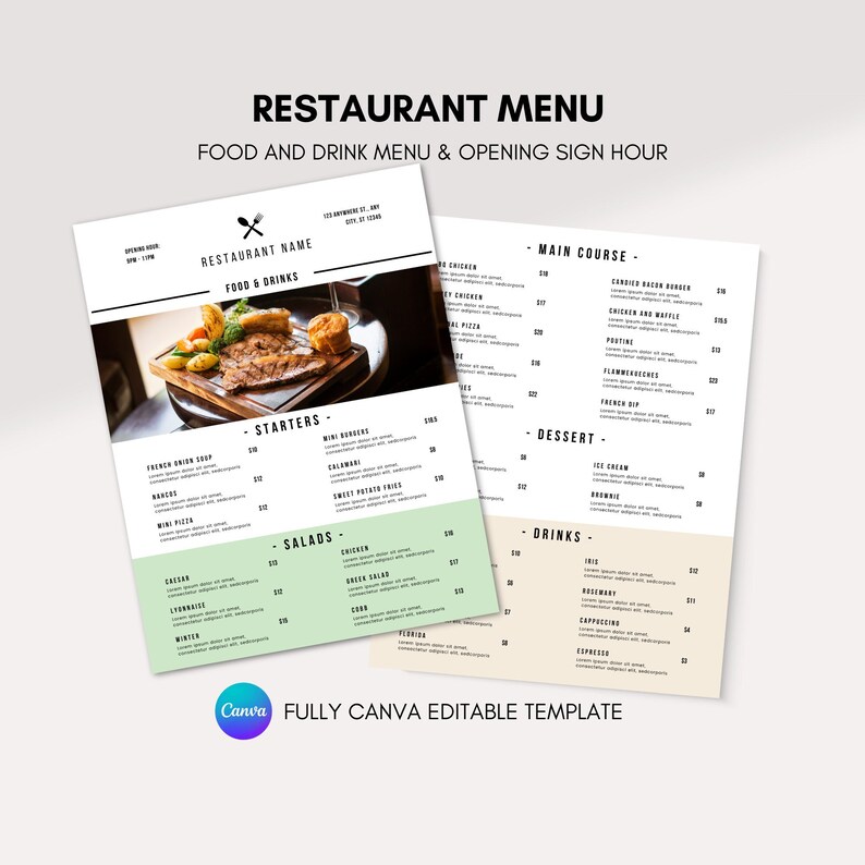 Minimalist Set of Restaurant Menus, Restaurant Menu Template, Modern ...