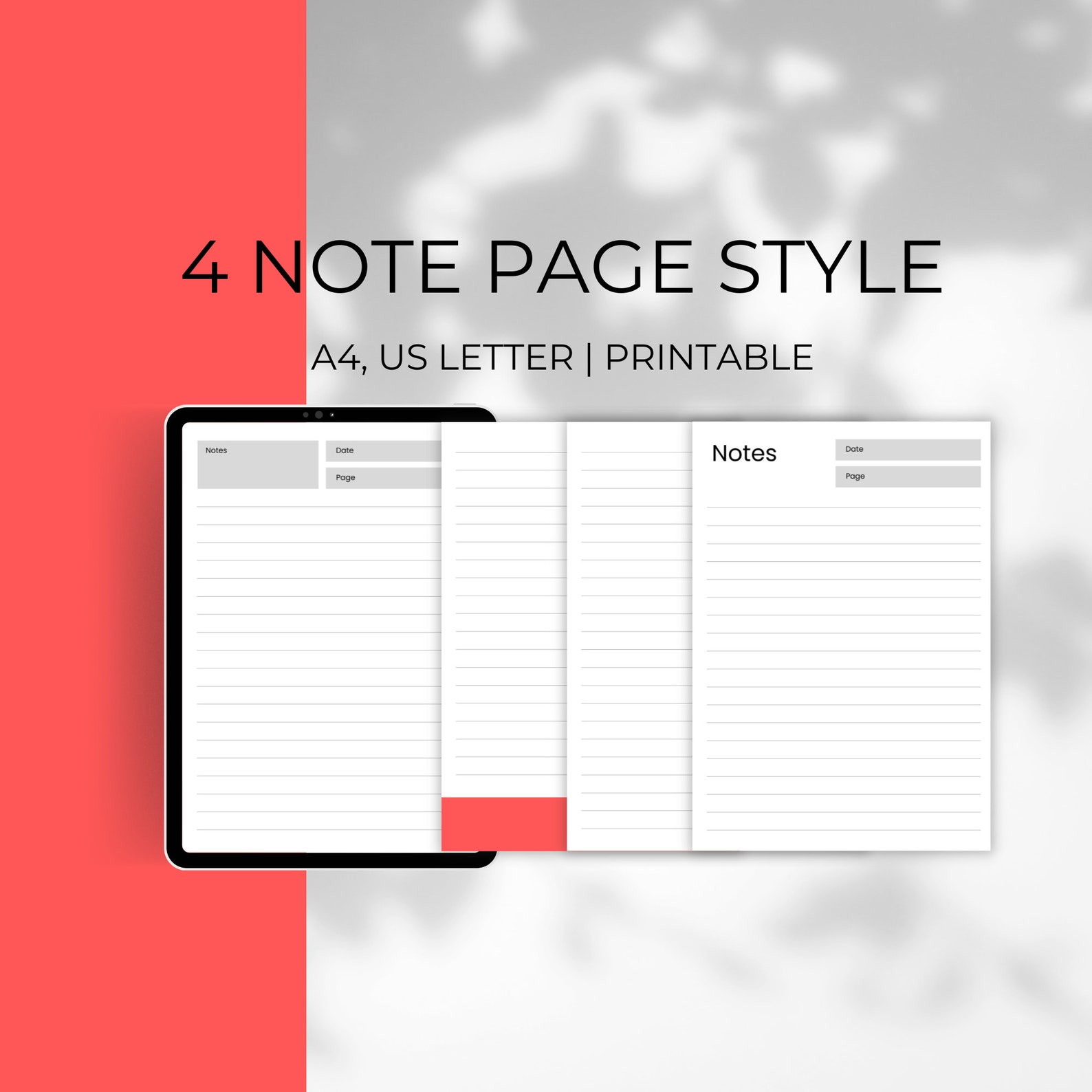Printable Note Page, Lined Notes Template, Note Taking, Writing Paper ...