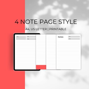 Printable Note Page, Lined Notes Template, Note Taking, Writing Paper ...