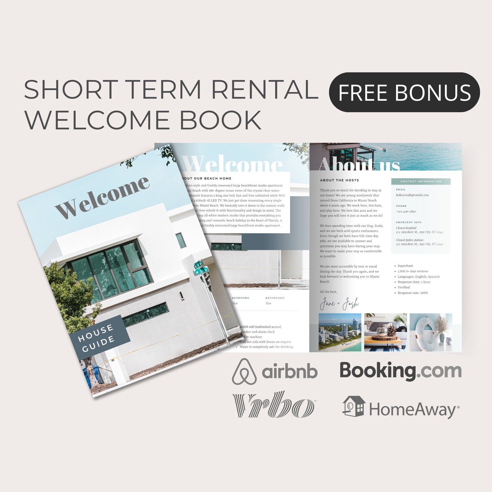 Airbnb Sign Bundle Template, Airbnb Signage, Vacation Rental, Wifi Sign ...