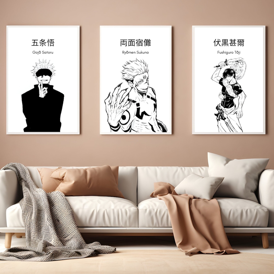Set Of 3 Jujutsu Kaisen Posters Jujutsukaisen Anime Art Anime Wall Print Jjk Poster Set Of 3