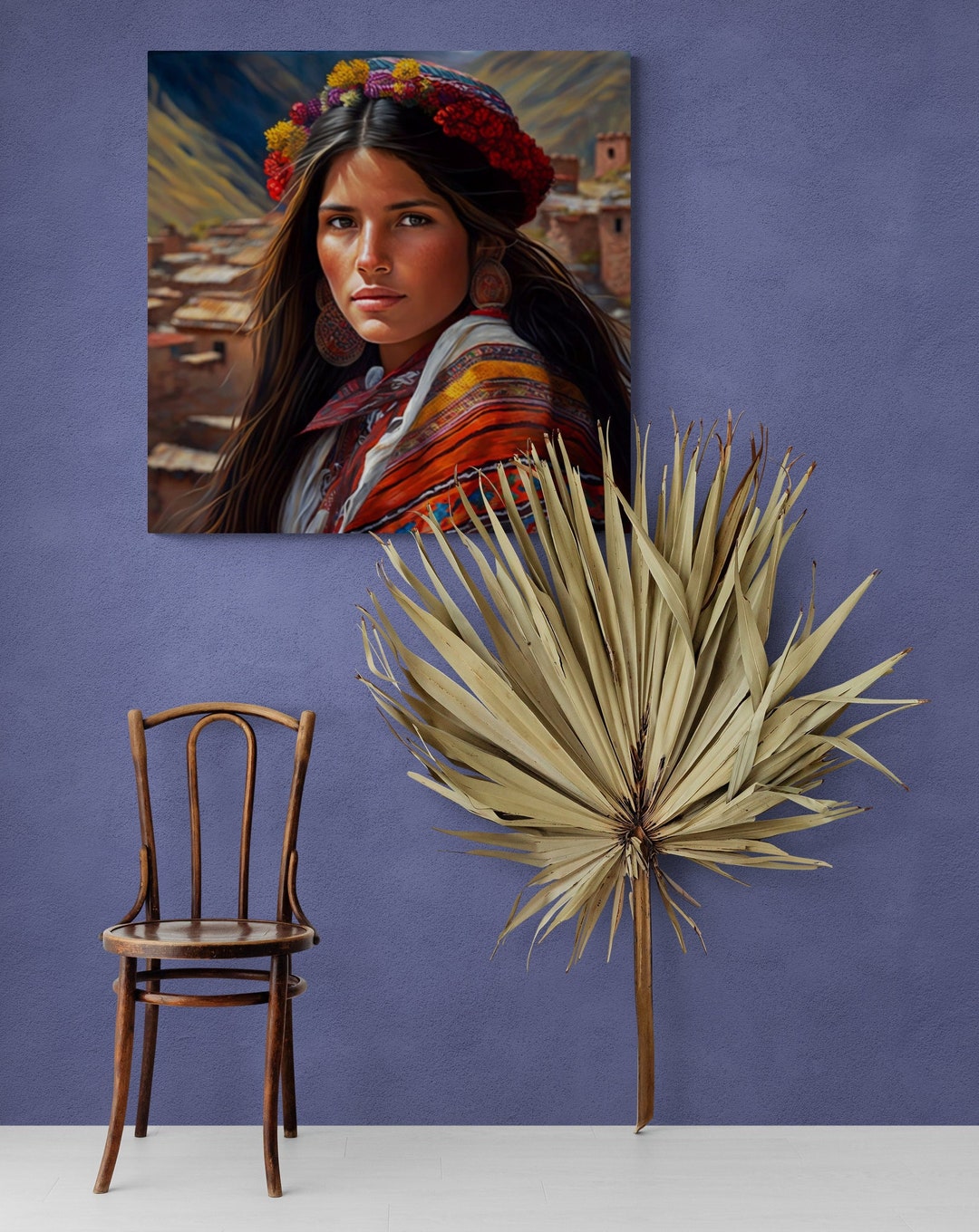 Peruvian Woman Portrait in Cusco. Wrapped Canvas Wall Art. Printed ...