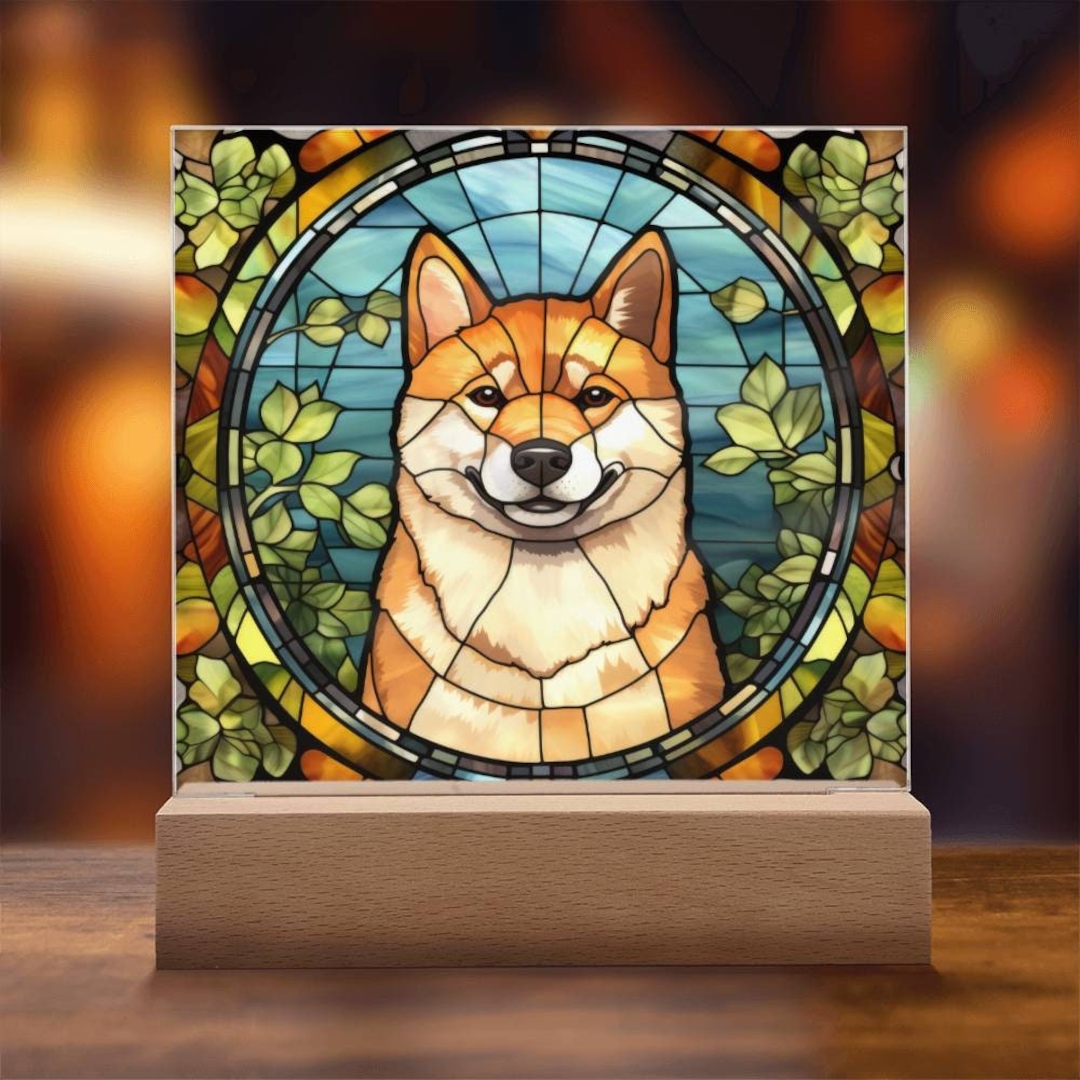 Shiba Inu Faux Stained Glass Acrylic Plaque, Shiba Inu Plaque, Dog ...