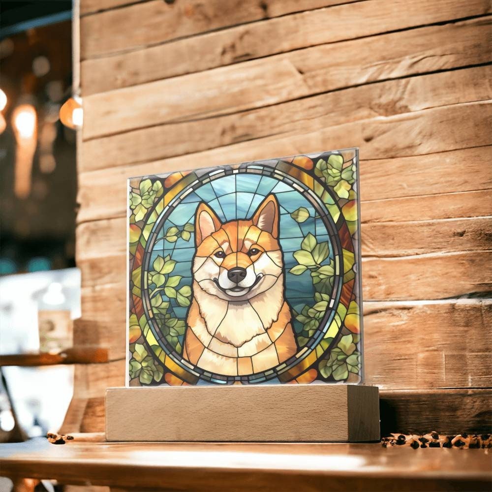 Shiba Inu Faux Stained Glass Acrylic Plaque, Shiba Inu Plaque, Dog ...