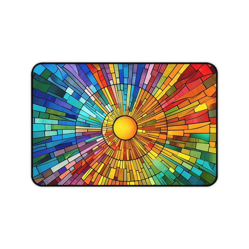 Rainbow Desk Mat, Sunburst Desk Mat, Rainbow Mouse Pad - Etsy