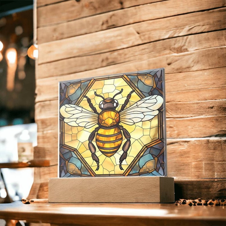 Bee Faux Stained Glass Acrylic Plaque, Bee Plaque, Bee Lover Gift ...