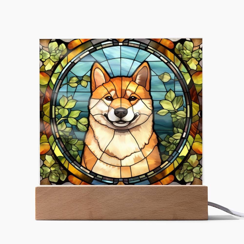 Shiba Inu Faux Stained Glass Acrylic Plaque, Shiba Inu Plaque, Dog ...