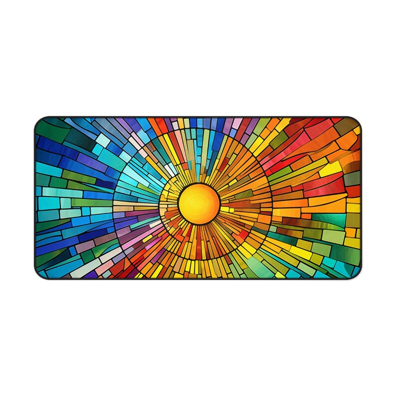 Rainbow Desk Mat, Sunburst Desk Mat, Rainbow Mouse Pad - Etsy