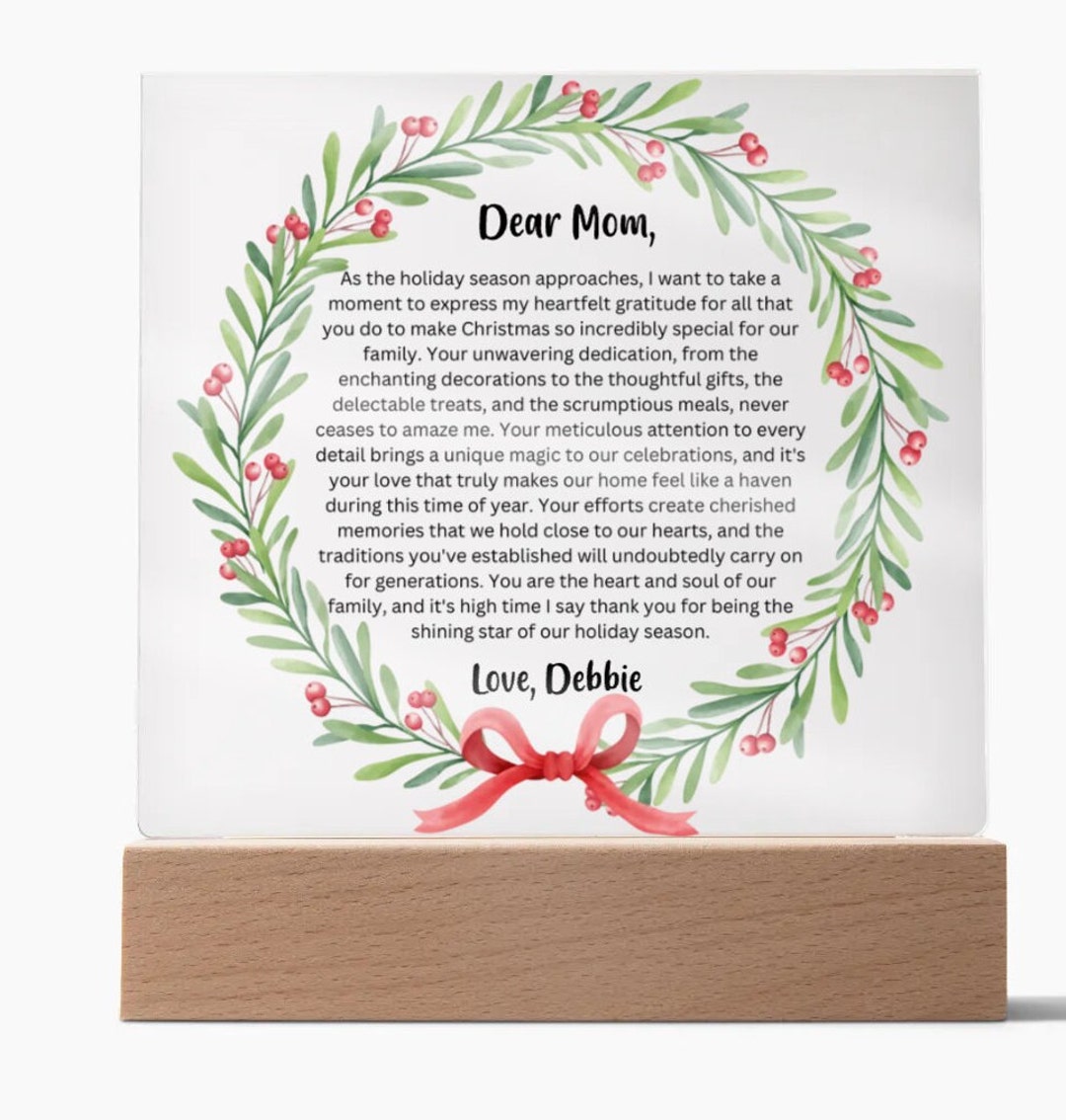 Personalized Christmas Gift for Mom, Christmas Plaque for Mom Saying ...