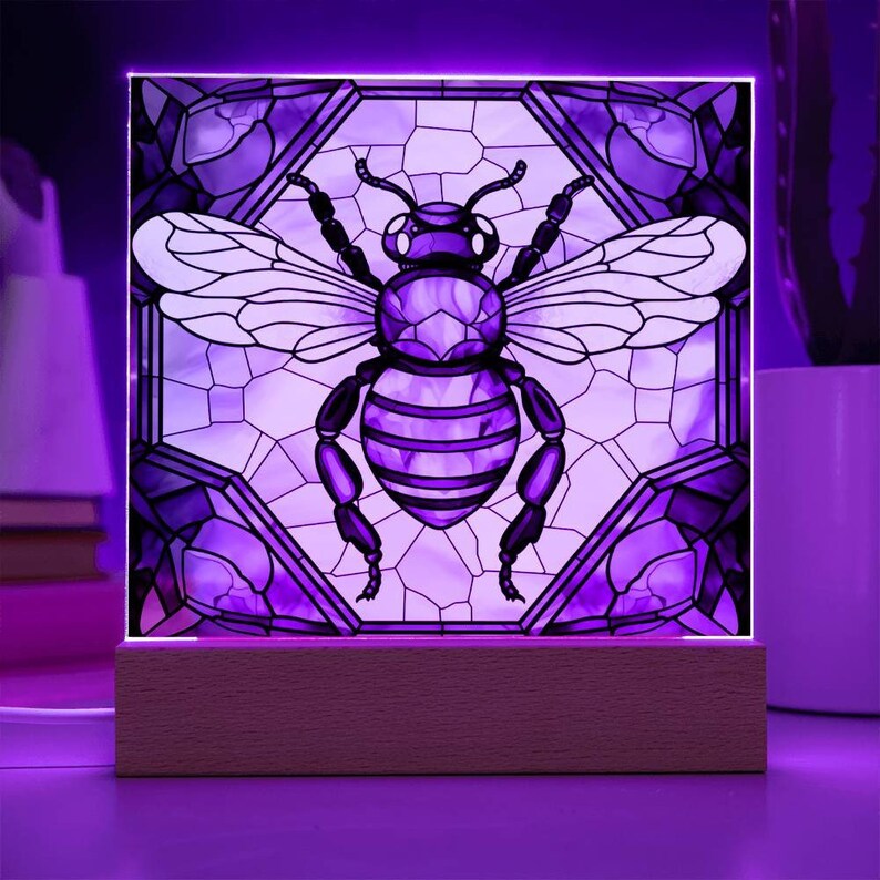 Bee Faux Stained Glass Acrylic Plaque, Bee Plaque, Bee Lover Gift ...