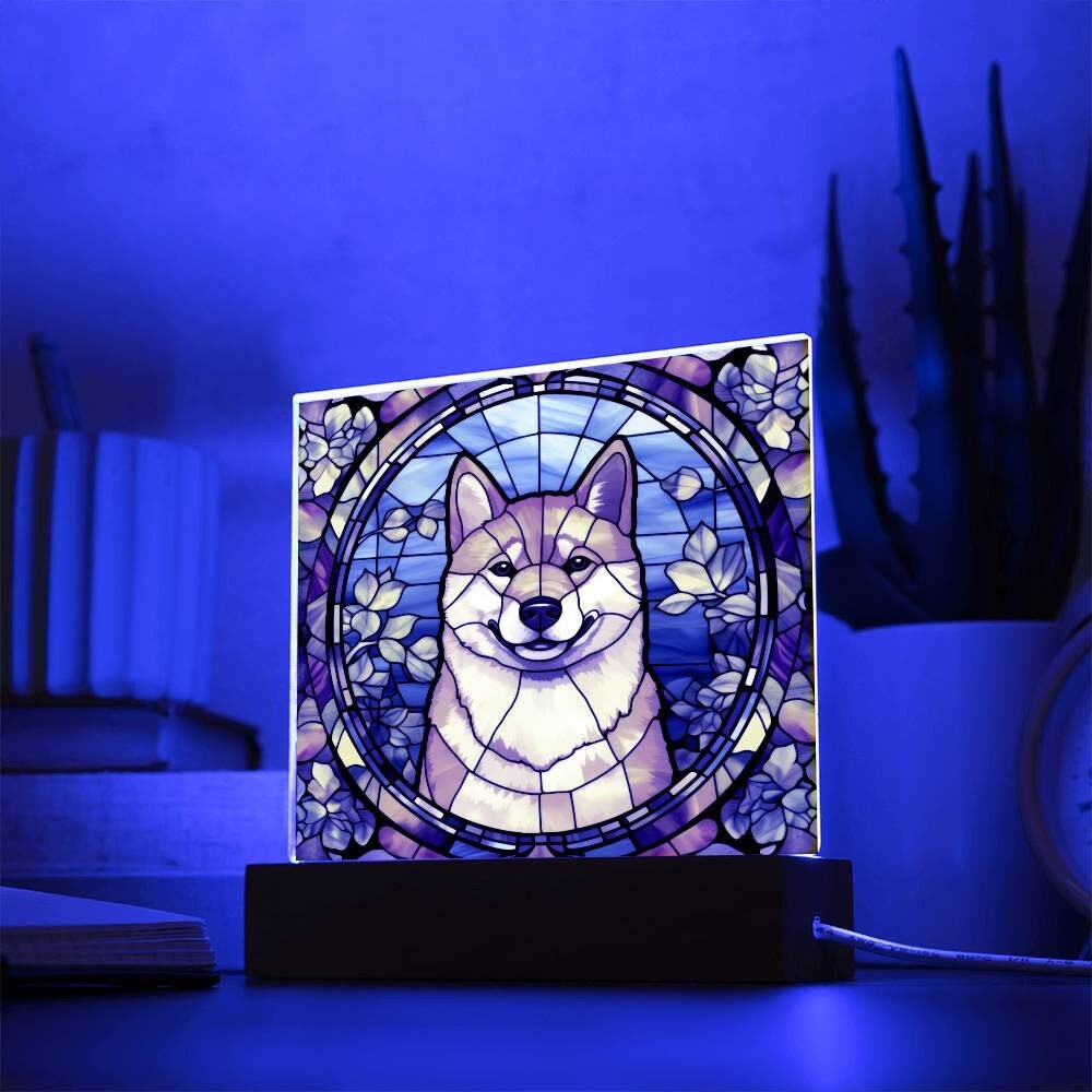 Shiba Inu Faux Stained Glass Acrylic Plaque, Shiba Inu Plaque, Dog ...