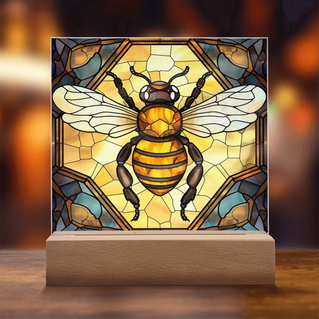 Bee Faux Stained Glass Acrylic Plaque, Bee Plaque, Bee Lover Gift ...