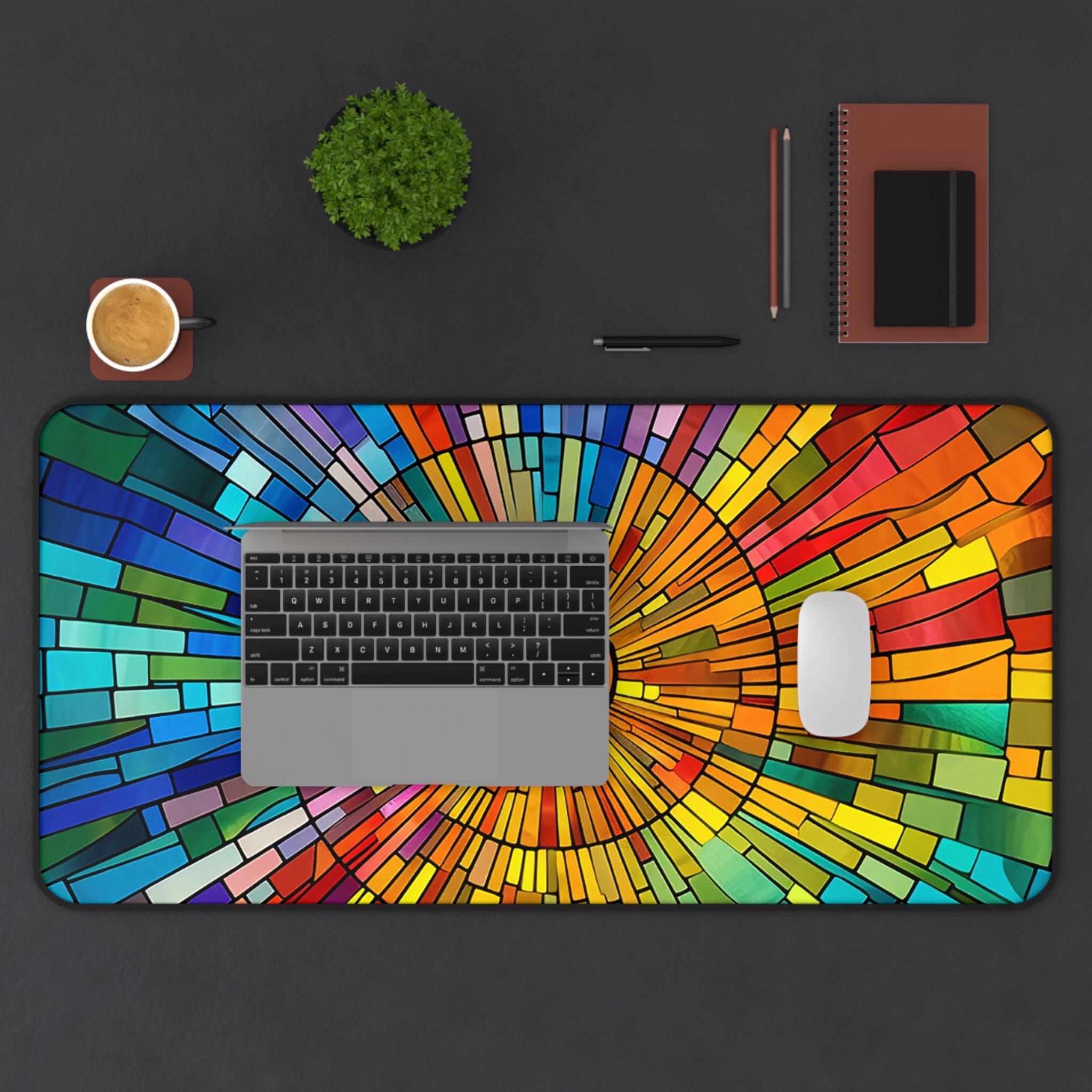 Rainbow Desk Mat, Sunburst Desk Mat, Rainbow Mouse Pad - Etsy