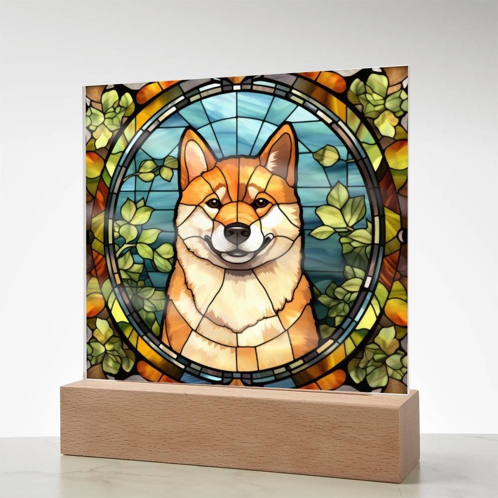 Shiba Inu Faux Stained Glass Acrylic Plaque, Shiba Inu Plaque, Dog ...