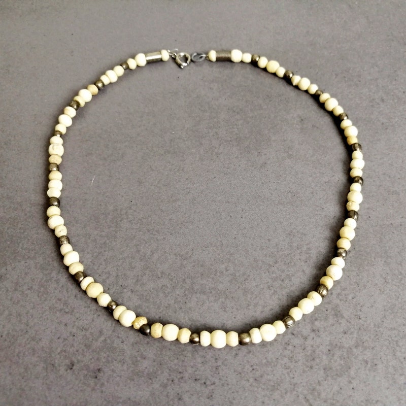 Bone Bead Necklace - Etsy UK