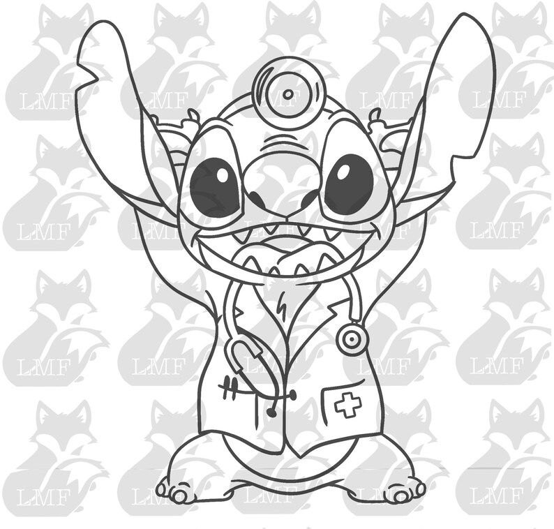 Doctor Stitch. Lilo and Stitch Svg. Png, Layered, and Black and White ...