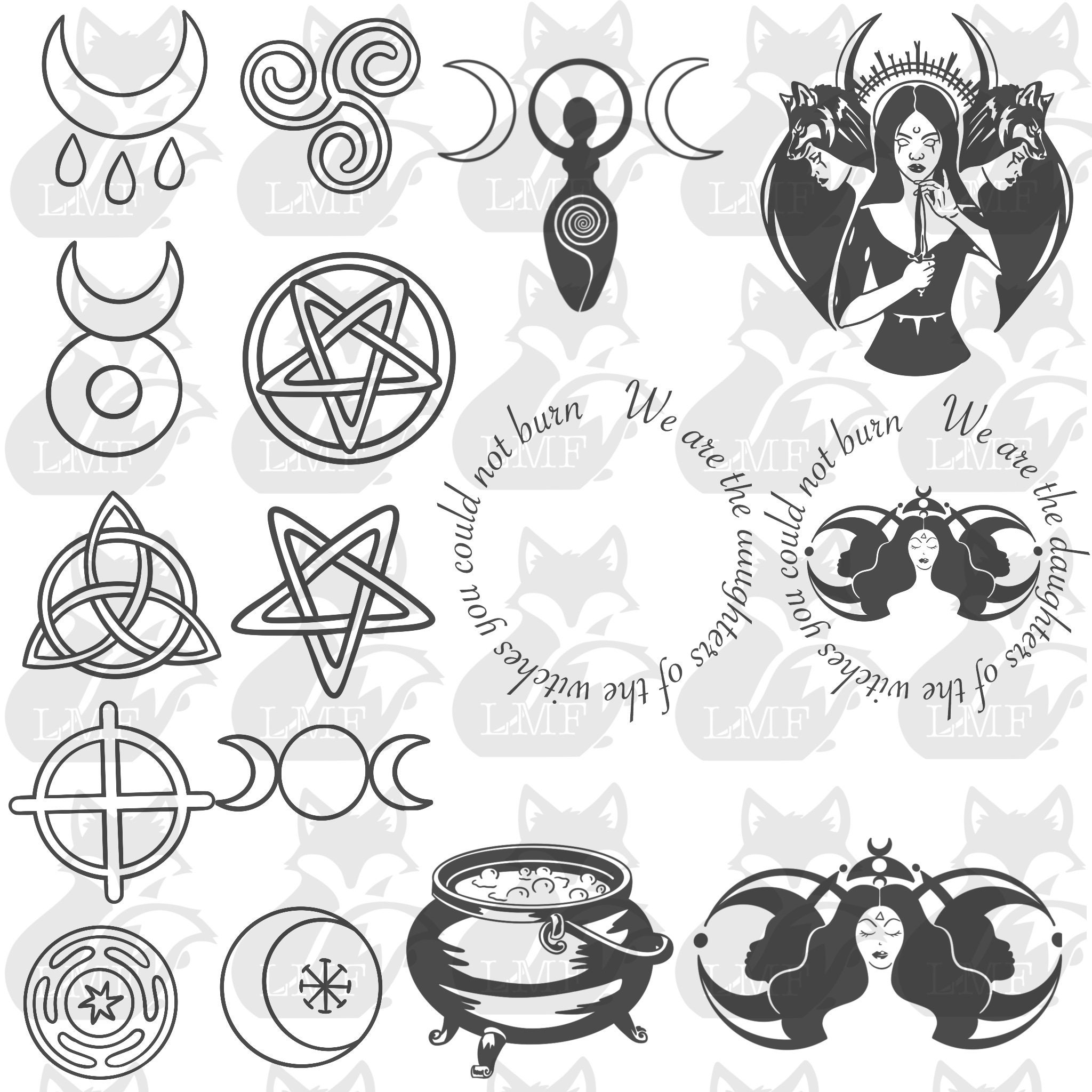 Wiccan Marriage Symbols Witchcraft Symbols Love Magic Element Doodle